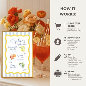 Spritz Bar Menu Template Editable Canva Cocktail Menu Sign Aperol ...