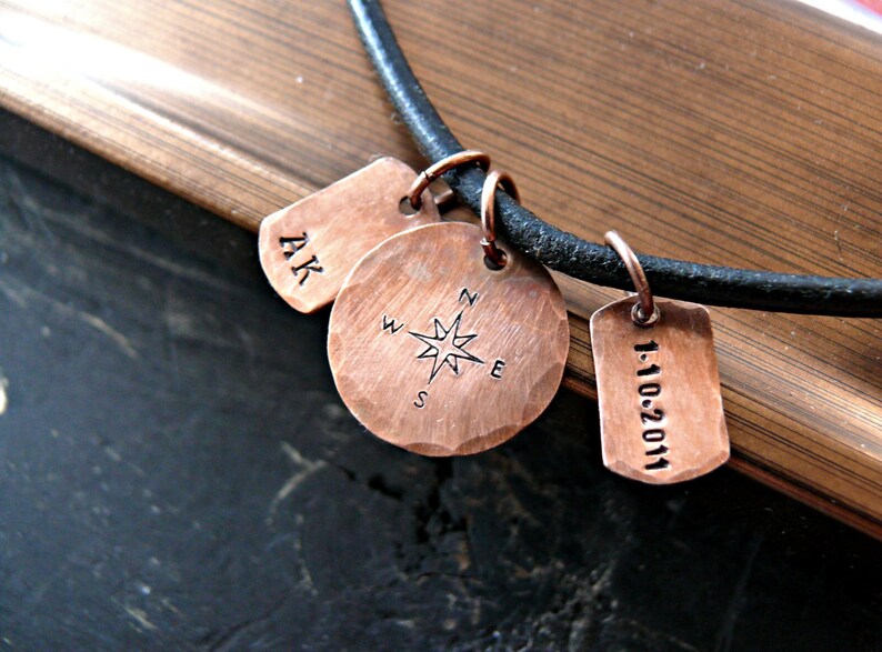 Mens Compass Necklace Hand Stamped Compass Necklace Mens Etsy