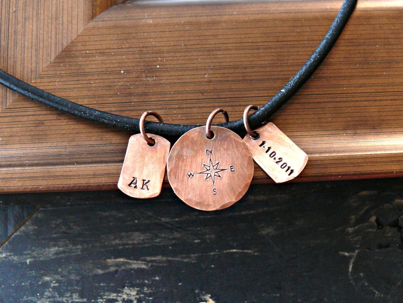 Mens Compass Necklace Hand Stamped Compass Necklace Mens Etsy