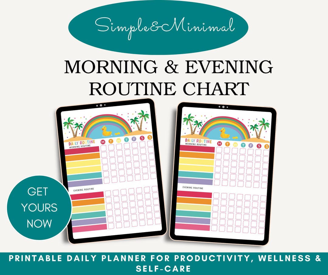 Morning & Evening Routine Chart, Daily Planner for Positive Habits ...