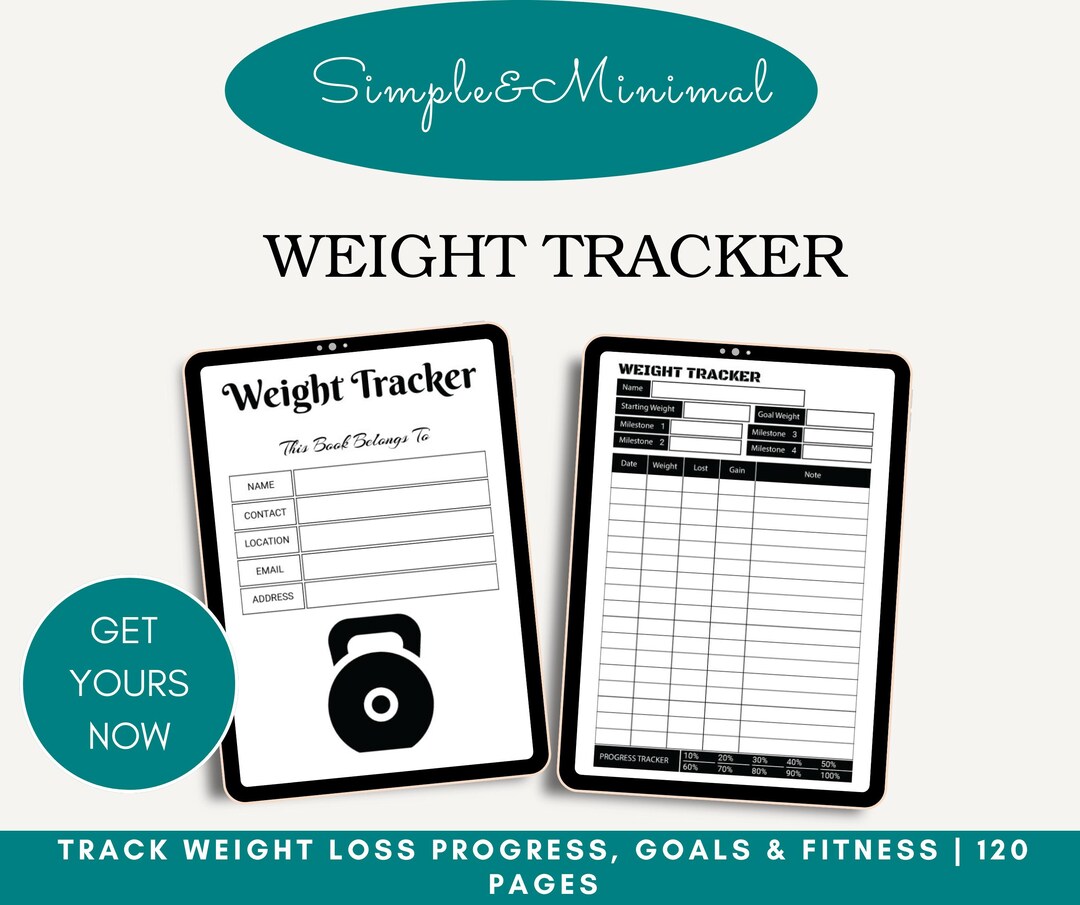Weight Tracker Printable PDF, Track Weight Loss Progress, Goals ...
