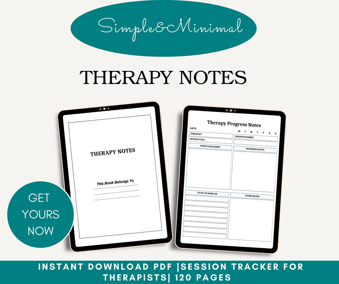 Therapy Progress Notes Journal, Session Tracker for Therapists, Mental ...