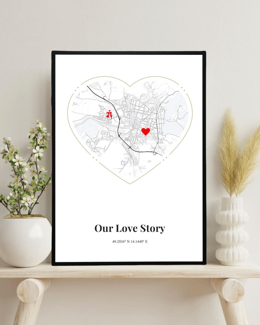 Custom Map Print | Our First Date Map | First Date Memory | Wedding ...