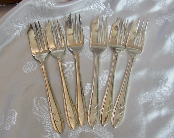 Set of 6 Vintage Silver Plate Pastry Cake Dessert Forks 5 ...