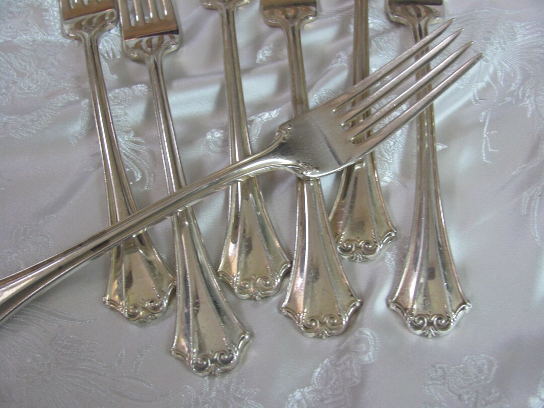 French Chippendale Pattern // Set of 7 Matching Silver Plate Dinner ...