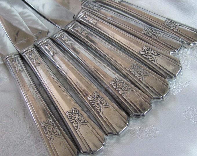 Set of 8 Silver Plate Hollow Handle Dinner Knives Stainless Blades ...