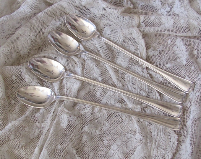 Cromwell Pattern // Set of 4 Silver Plate Iced Tea Drink Spoons ...