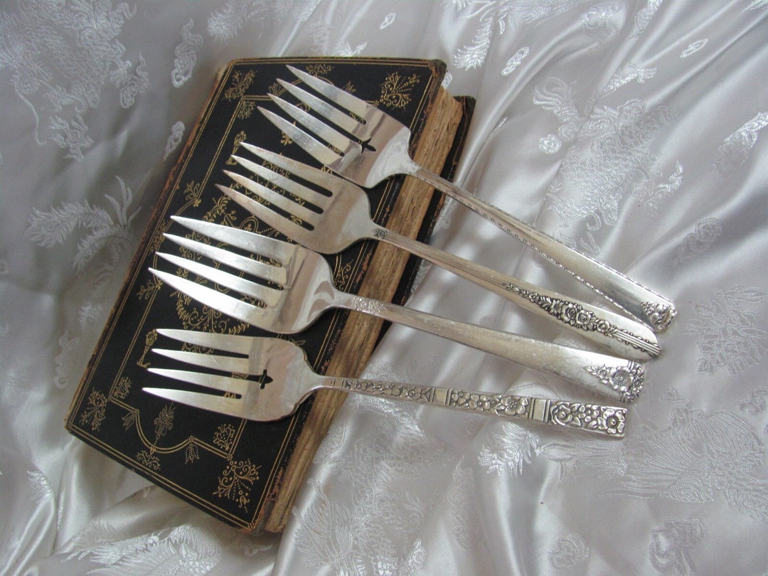 Silver Plate Large Serving Cold Meat Forks Lot of 4 - Assorted Patterns ...