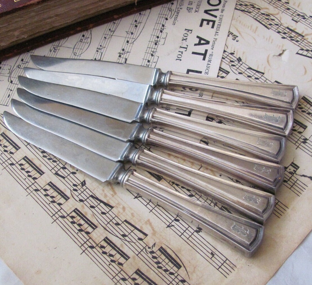 George Washington 1913 // 6 Silver Plate Hollow Handle Cheese Fruit ...