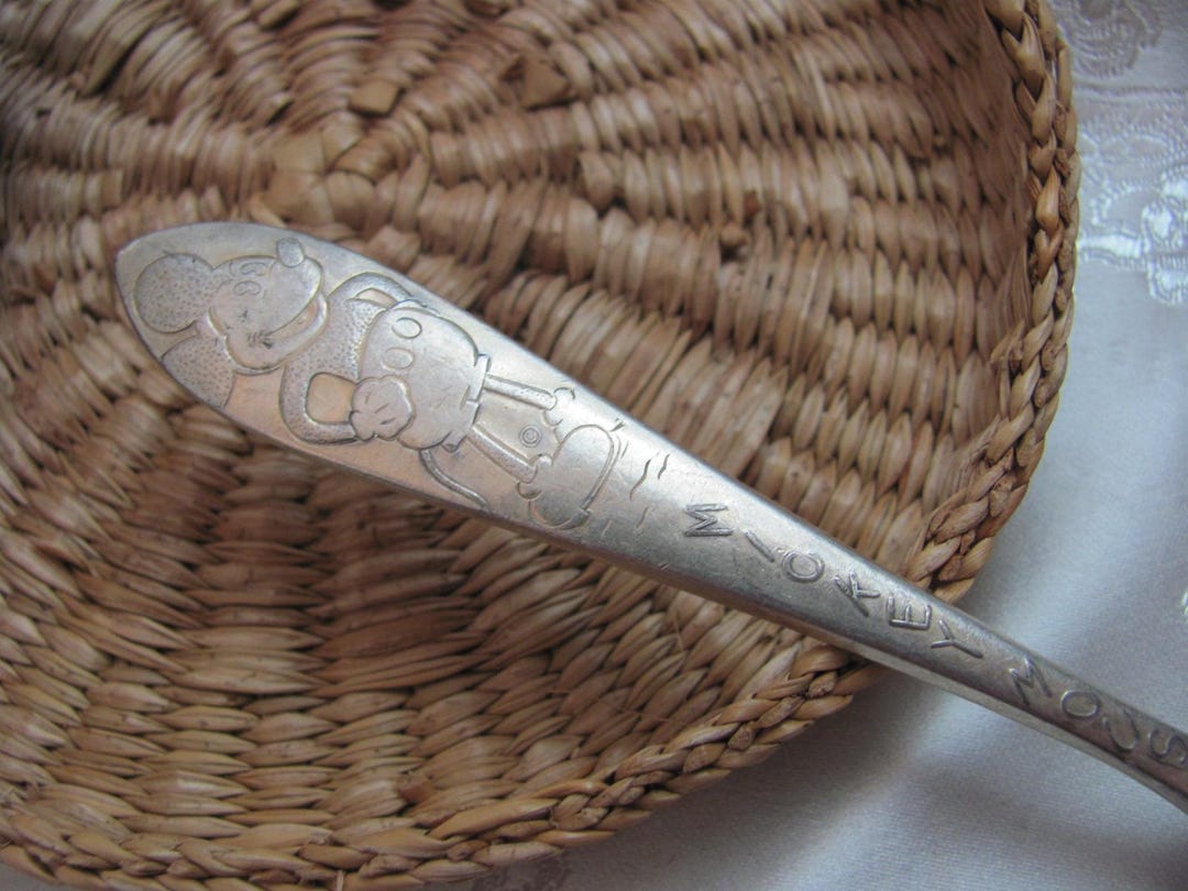 Silver Plate Collectible Child Youth Spoon - Mickey Mouse // Antique ...