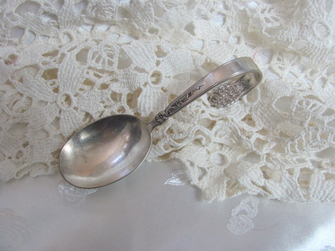 Small Silver Plate Curved Bent Handle Baby Spoon - King Edward Pattern ...