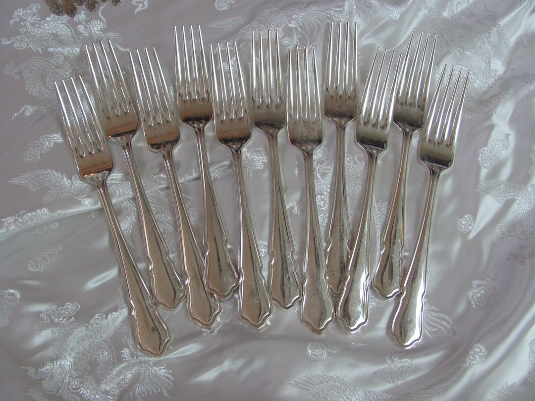 Larger Oversize Heavy Forks Set of 11 Silver Plate Dinner Forks EPNS ...