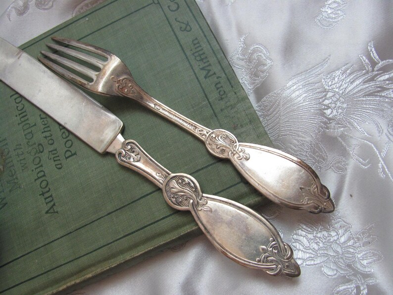 Mono "harry" // Youth Child Size Fork Knife Set Silver Plate // 19th ...