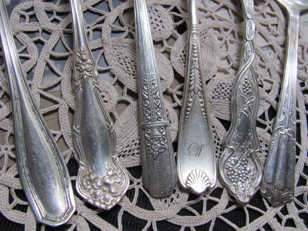 Lot of 6 Vintage Silver Plate Tablespoons Assorted Mixed Patterns ...