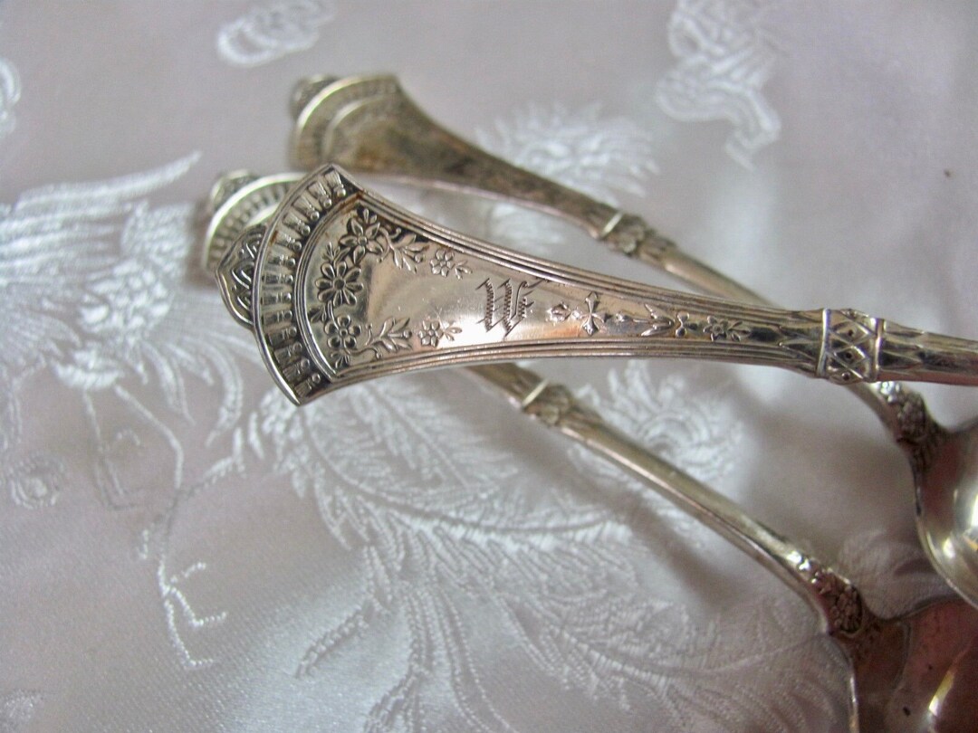Crown 1885 // Set of 3 Antique Silver Plate Teaspoon // Rogers & Bro ...