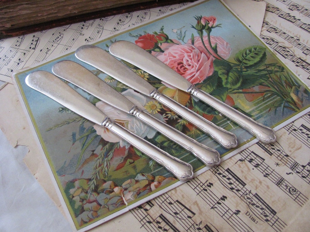 Guldsmed // Set of 4 Silver Plate Spreader Knives Butter Appetizer ...