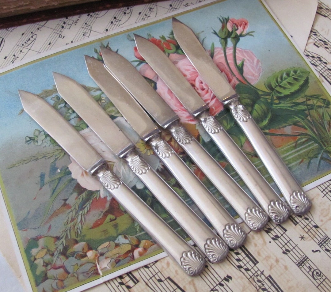 Shell 1900 Pattern // Set of 6 Silver Plate Sharp Fruit or Cheese ...