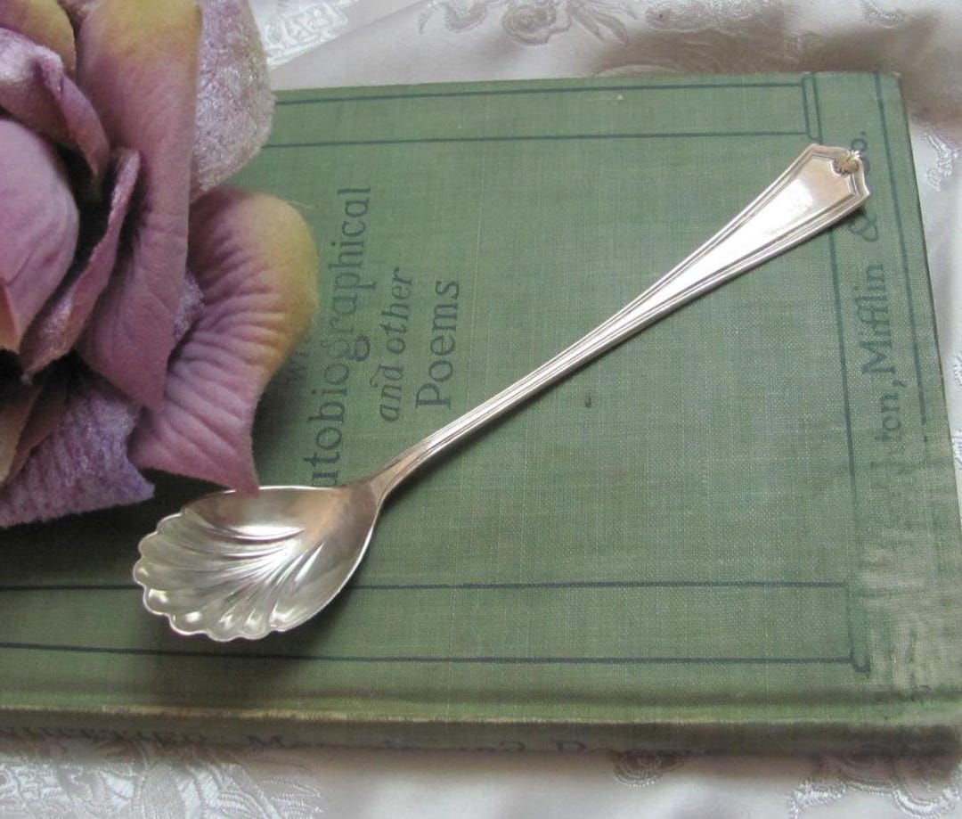 Silver Plate Sugar Condiment Salt Jelly Shell Fluted Bowl Spoon ...