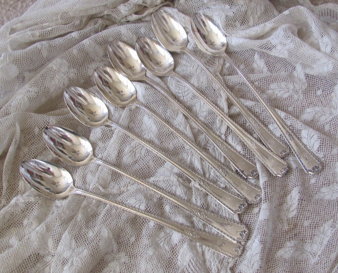 Berkeley Pattern 1928 // Silver Plate Lot of 8 Iced Tea Spoons Antique ...