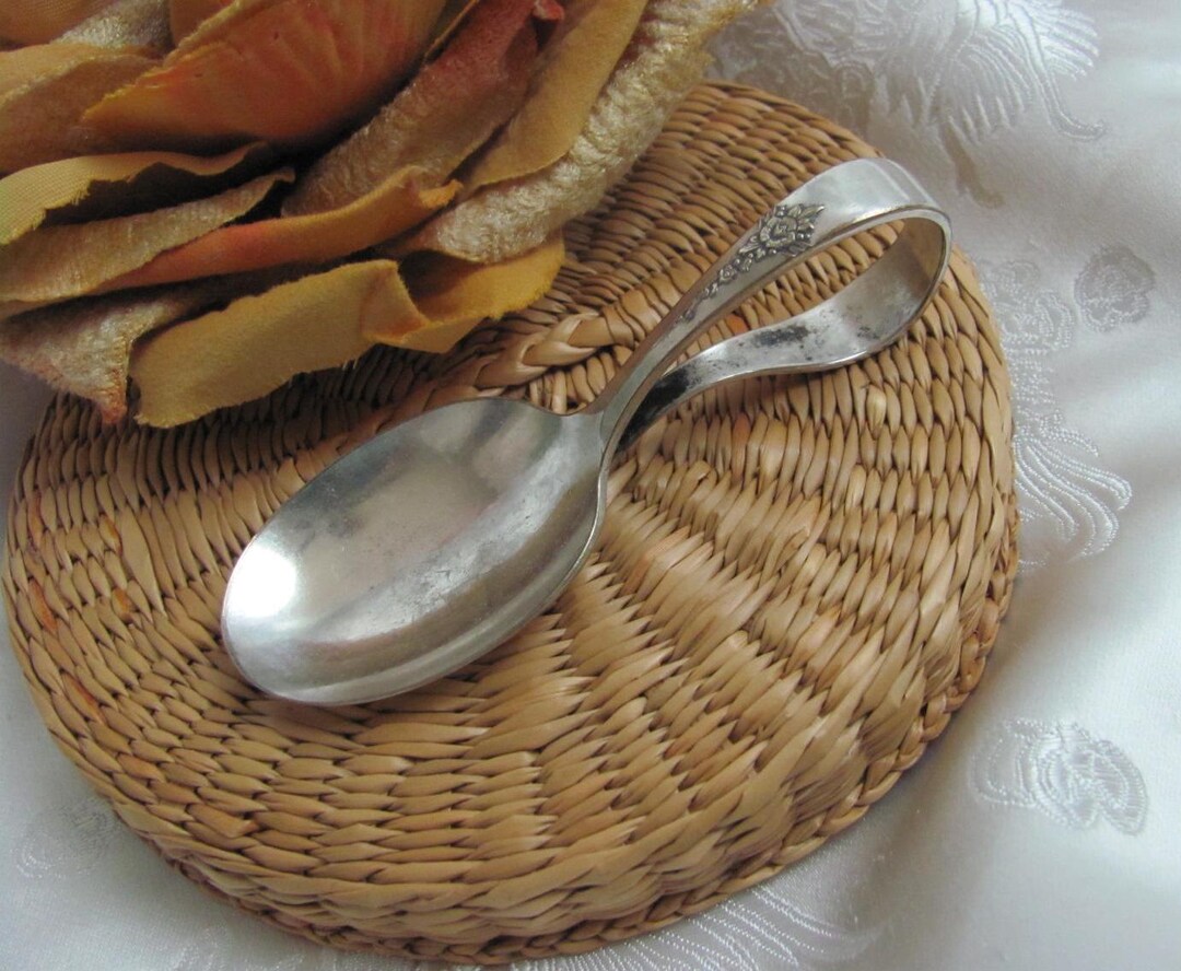 Fantasy Pattern // Silver Plate Small Baby Infant Curved Bent Spoon ...
