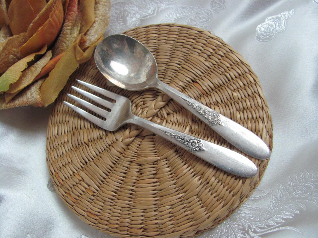 Fantasy 1941 Pattern // Silver Plate Small Baby Infant Fork Spoon Set ...