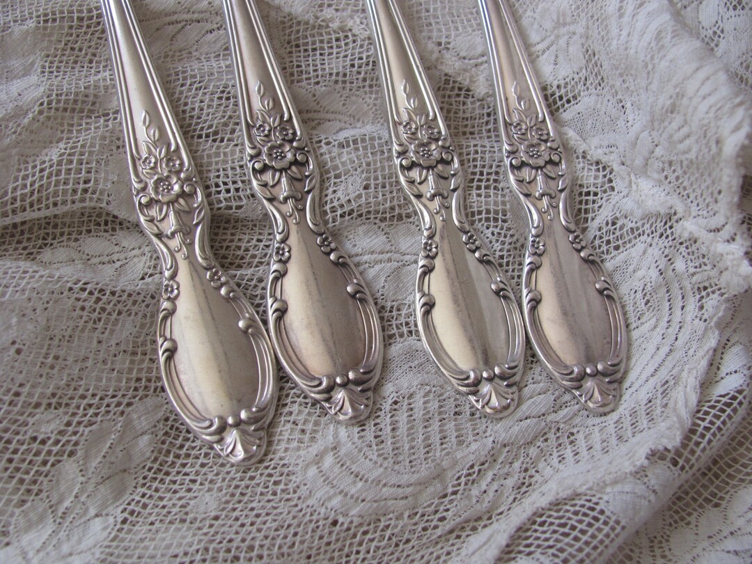 Victorian Rose Pattern // Set of 4 Silver Plate Dinner Forks - Made by ...