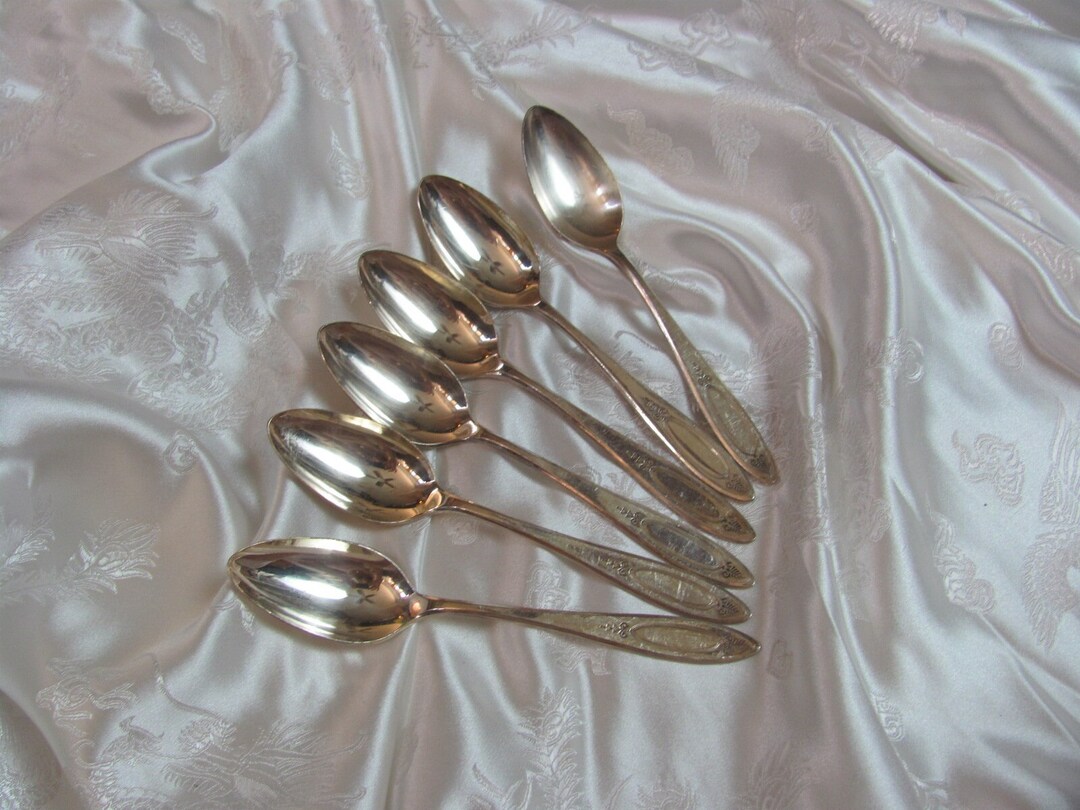 Adam Pattern // Set of 6 Silver Plate Teaspoons // Community Plate No ...