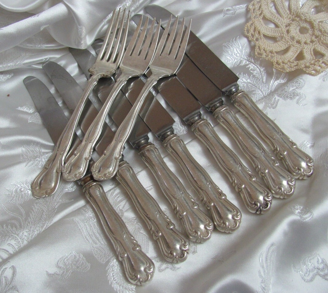 Haddon Plate Set of 7 Silver Plate Hollow Handle Firth Brearley Blade ...
