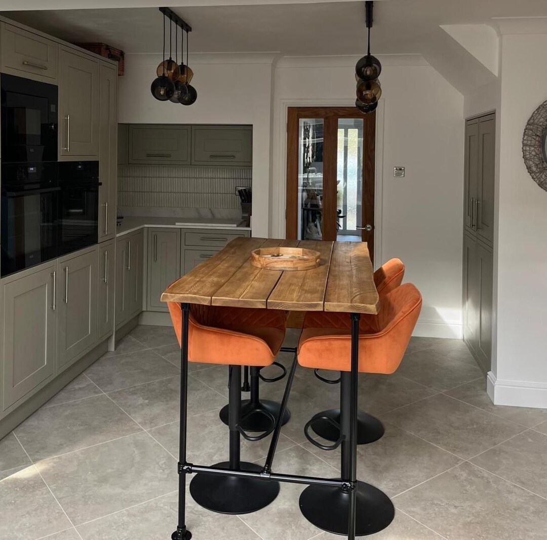 Live Edge High Bar Table: Rustic 45mm Waney Edge Timber Top, 85cm Depth ...