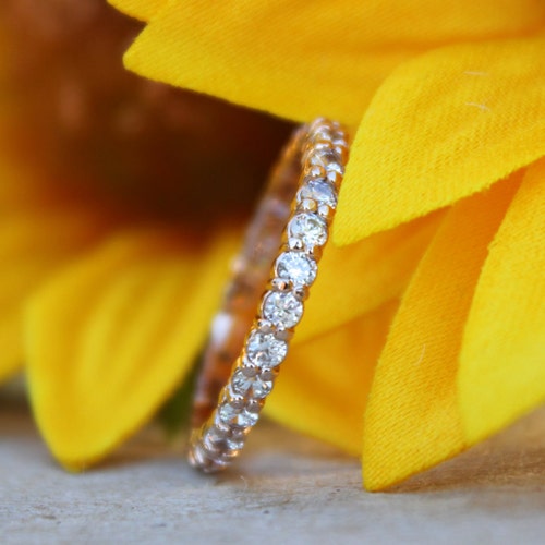 Diamond Eternity Band 14K Rose Gold Diamonds Crusted Wedding - Etsy