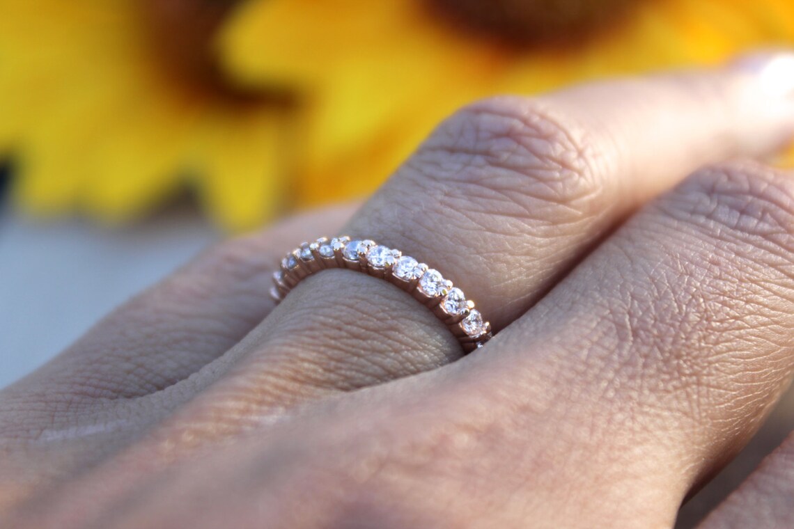 Diamond Eternity Band 14K rose gold Diamonds crusted wedding | Etsy