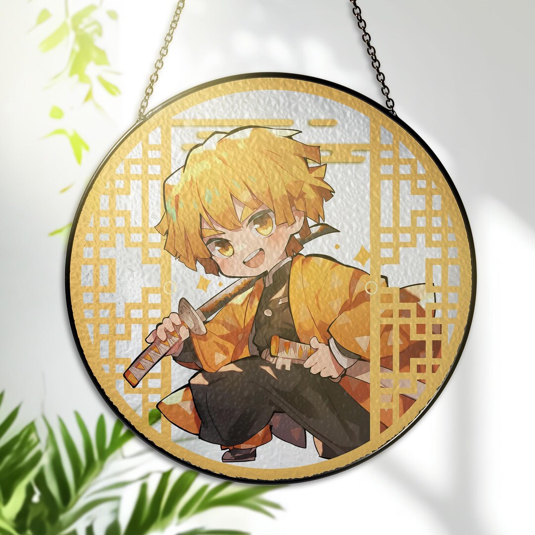 Zenitsu Stained Glass Suncatcher – Demon Slayer Anime Glass Art ...