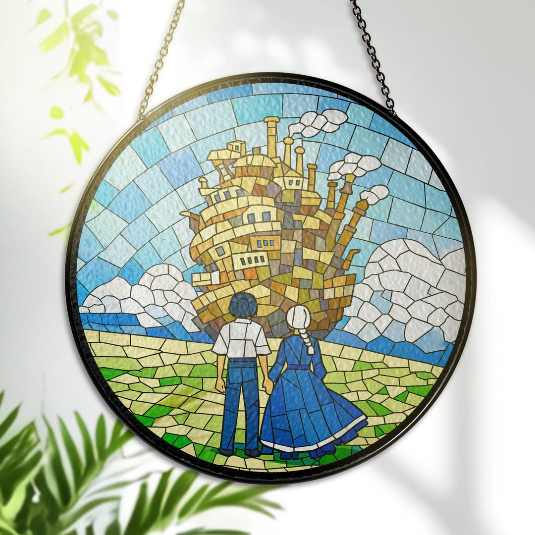Castle Stained Glass – Howl and Sophie – Studio Ghibli Window Hanging ...