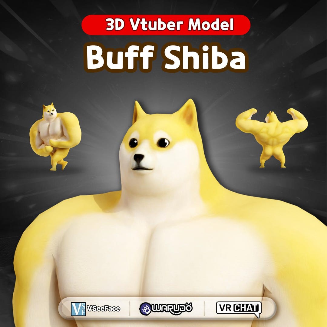 Buff Shiba – 3D Vtuber Model (VRM) – Funny Muscle Dog for Streaming ...