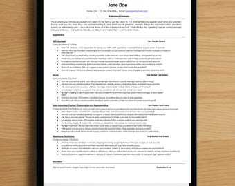 Customer Service Resume Template - ATS Friendly - Etsy