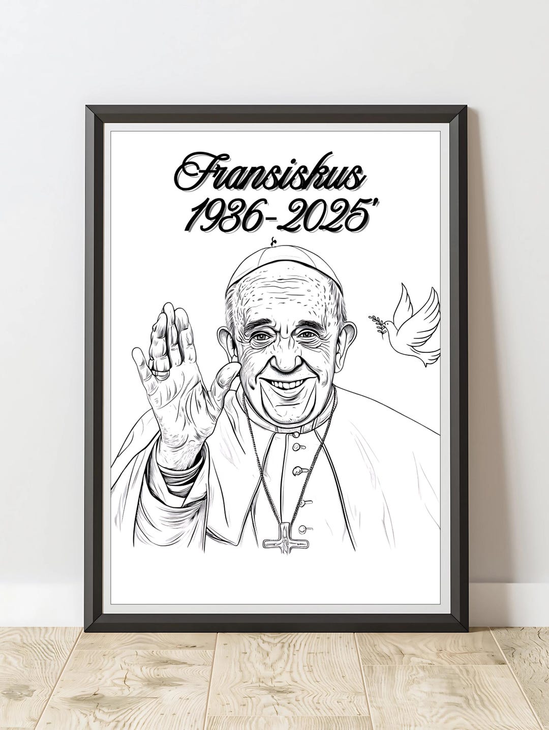 Pope Francis Memorial Art – Line Drawing With Inspirational Bible Verse ...