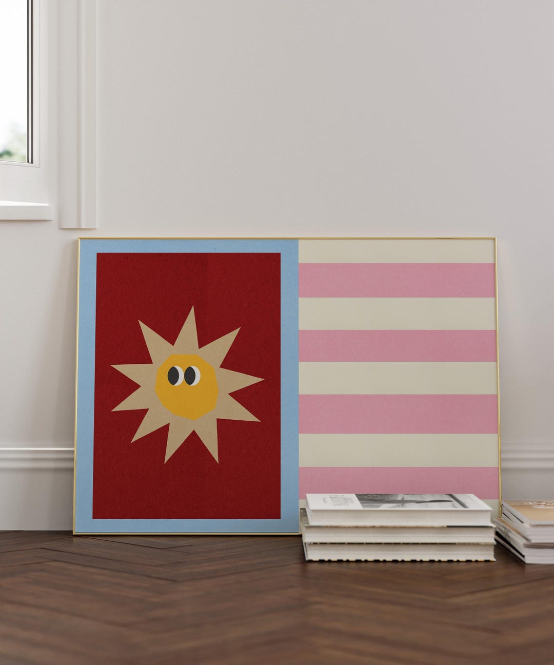 Sun Flag Stripes Art Print | Pink Stripes Sun Emotions Nursery Kids ...