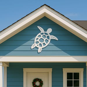 Large Sea Turtle Wall Decor, Coastal Outdoor PVC Sign for House or ...