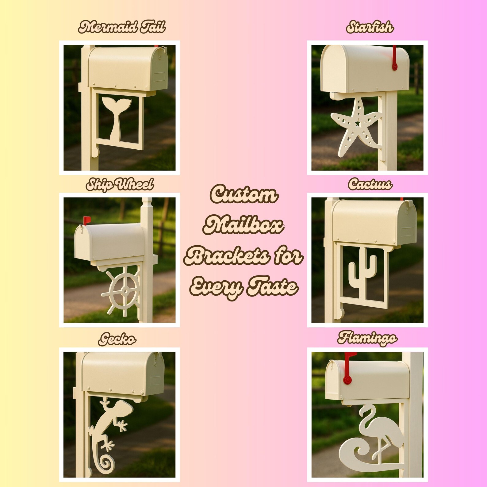 Flamingo Mailbox Bracket, Weatherproof PVC Mailbox Accent, Coastal ...