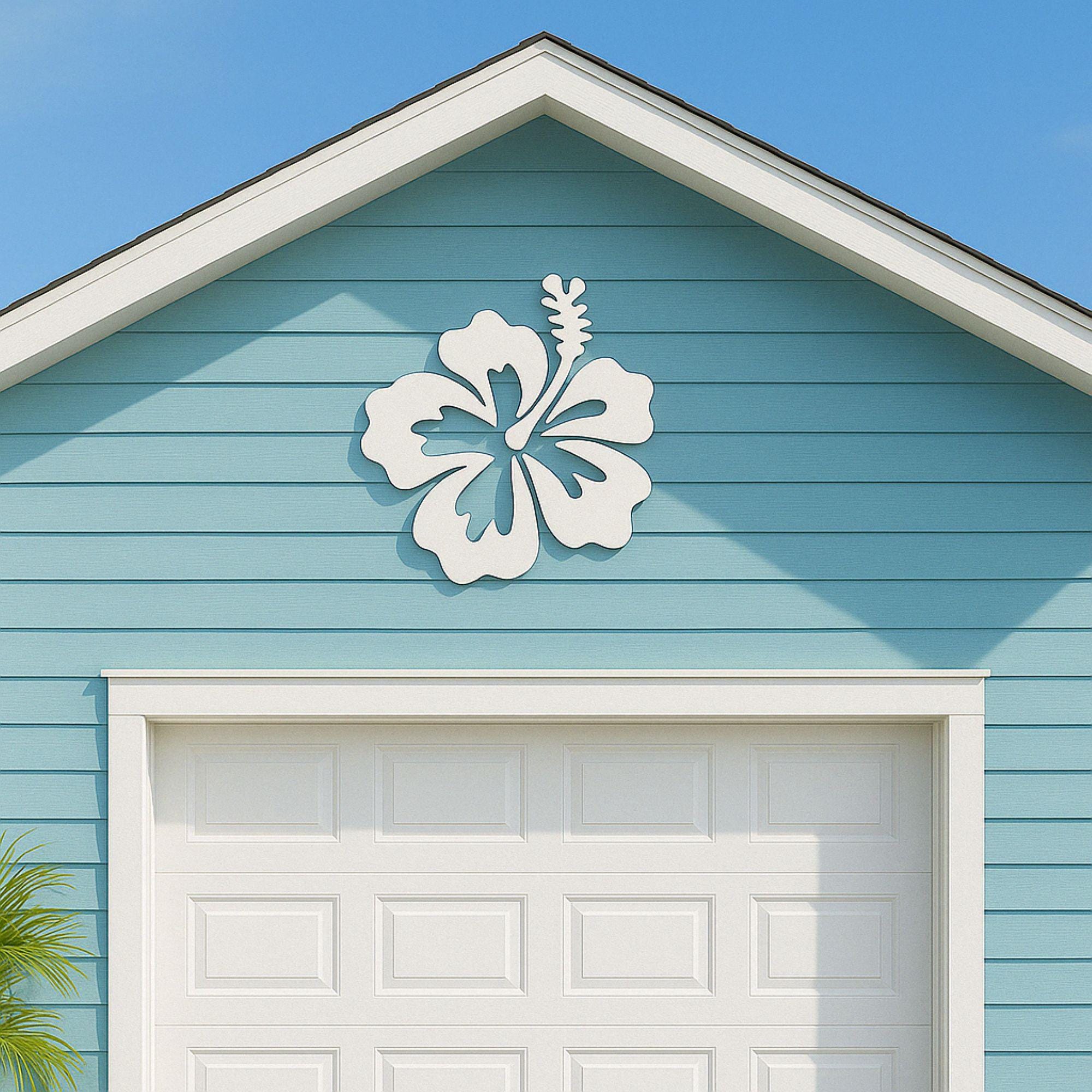 Hibiscus Wall Art, Large Outdoor PVC Flower Sign for Porch or Gable ...
