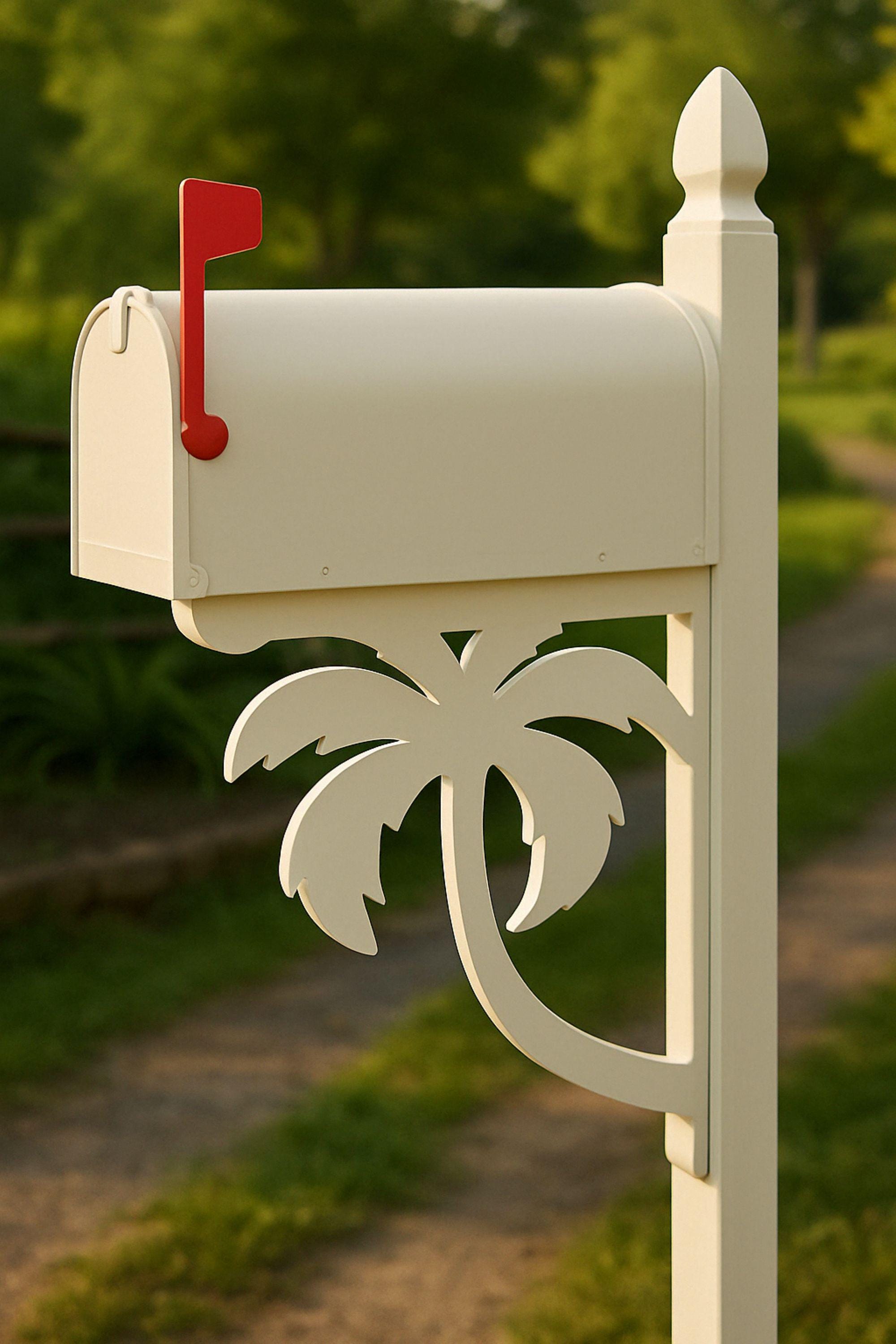 Palm Tree Mailbox Bracket, Coastal Outdoor PVC Sign for Beach House ...
