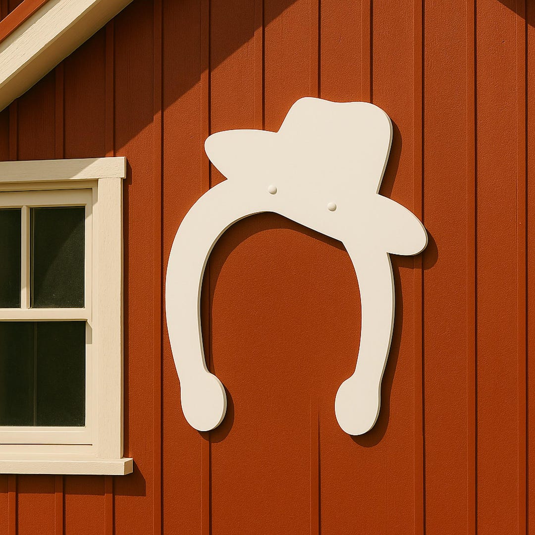 Cowboy Hat Horseshoe Wall Sign, White PVC Western Outdoor Decor for ...