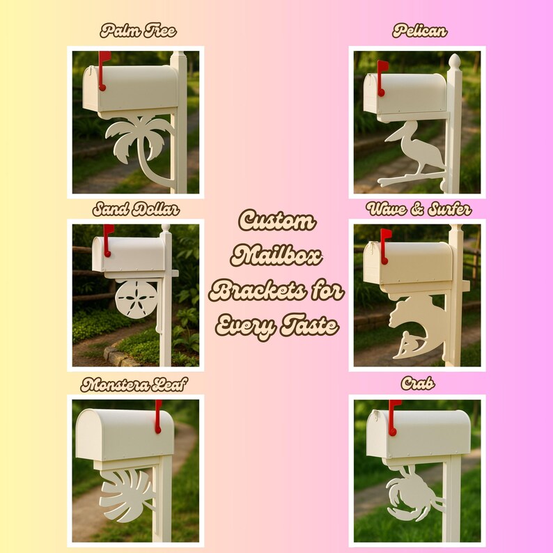 Flamingo Mailbox Bracket, Weatherproof PVC Mailbox Accent, Coastal ...