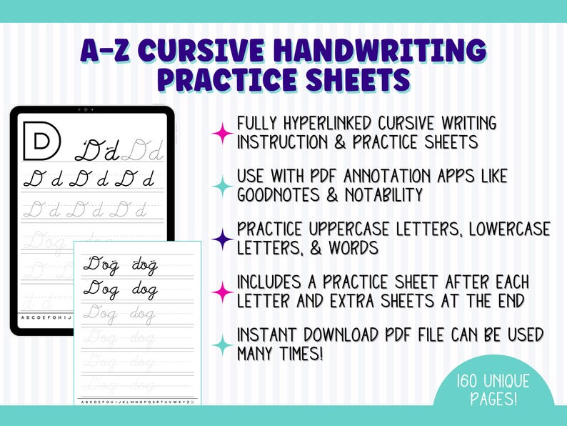Cursive Handwriting Workbook for Kids | 160 Pages | Alphabet Practice ...