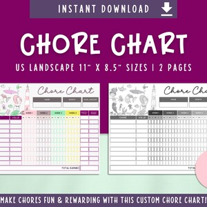 Printable Chore Chart for Kids | Weekly Allowance Tracker | Editable ...