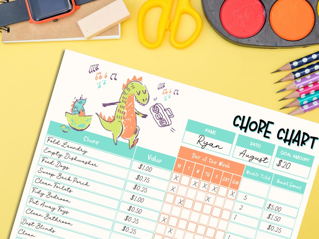 Weekly Chore Chart for Kids | Custom Allowance Tracker | Editable Goal ...