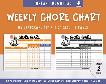 Printable Chore Chart for Kids | Weekly Allowance Tracker | Editable ...