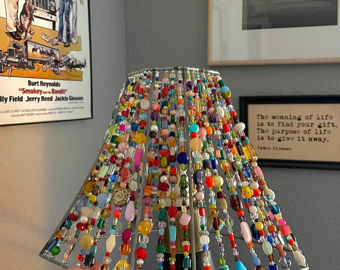 Beaded Lampshade: Eclectic Boho Lamp Shade With Thrifted Glass Beads - Etsy