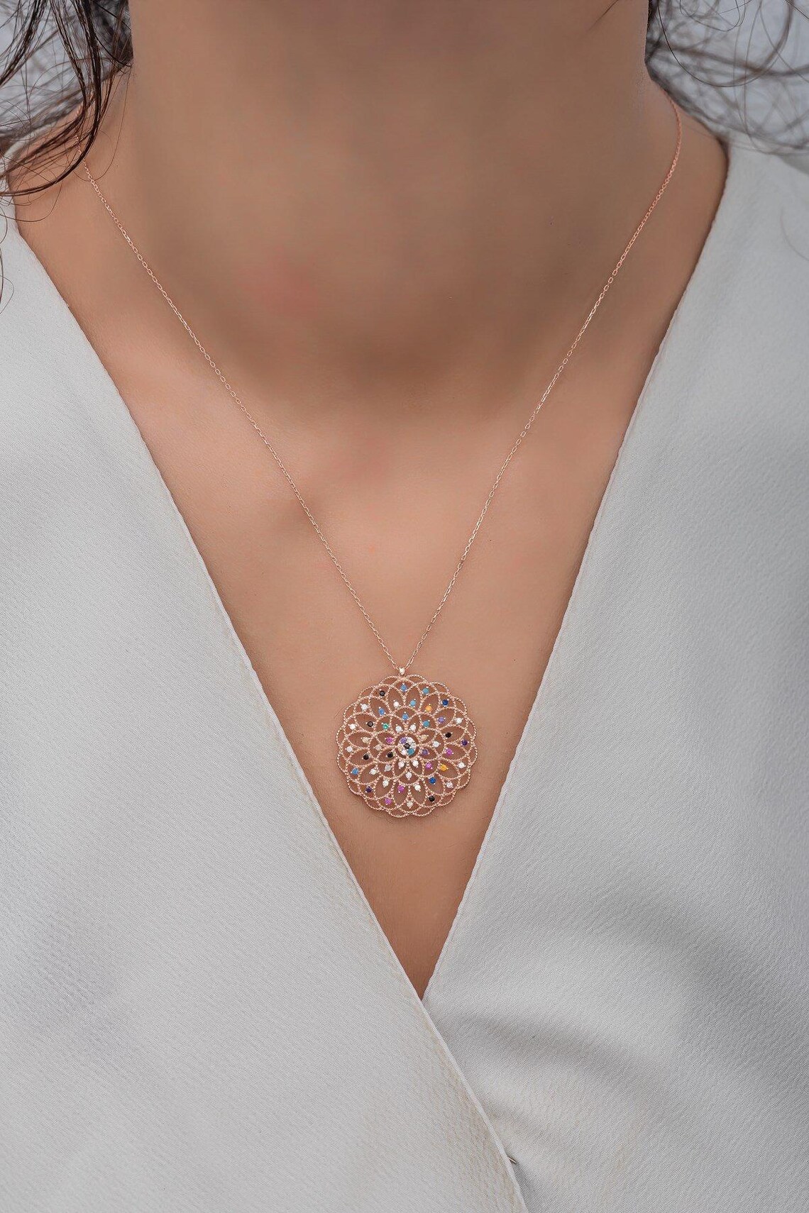 925 Sterling Silver Flower of Life Necklace, Flower of Life, Sacred ...