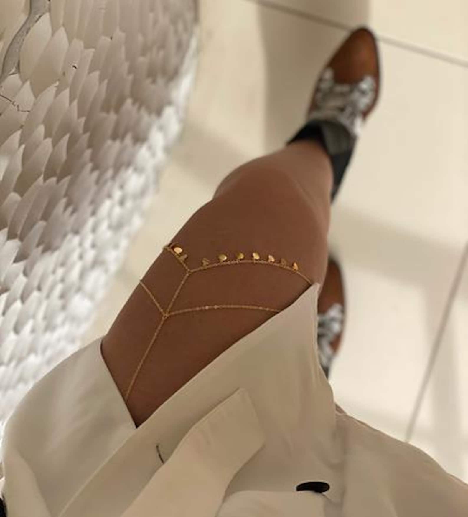 14K Gold Plated Body Chain, Gold Leg Chain, Leg Chain, Gold Body Chain ...